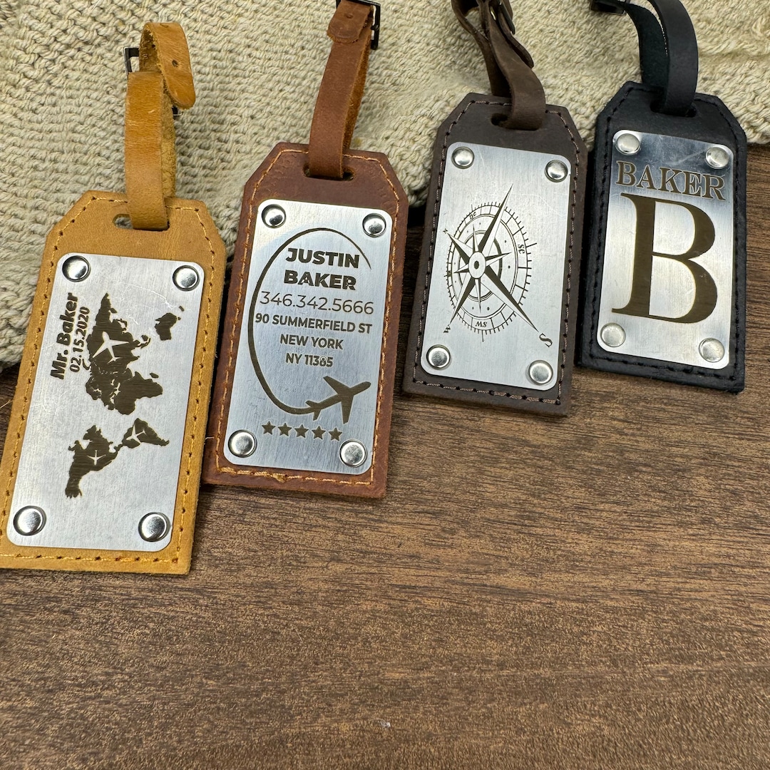 Custom Leather Luggage Tags, Engraved Luggage Tags, Personalized ...