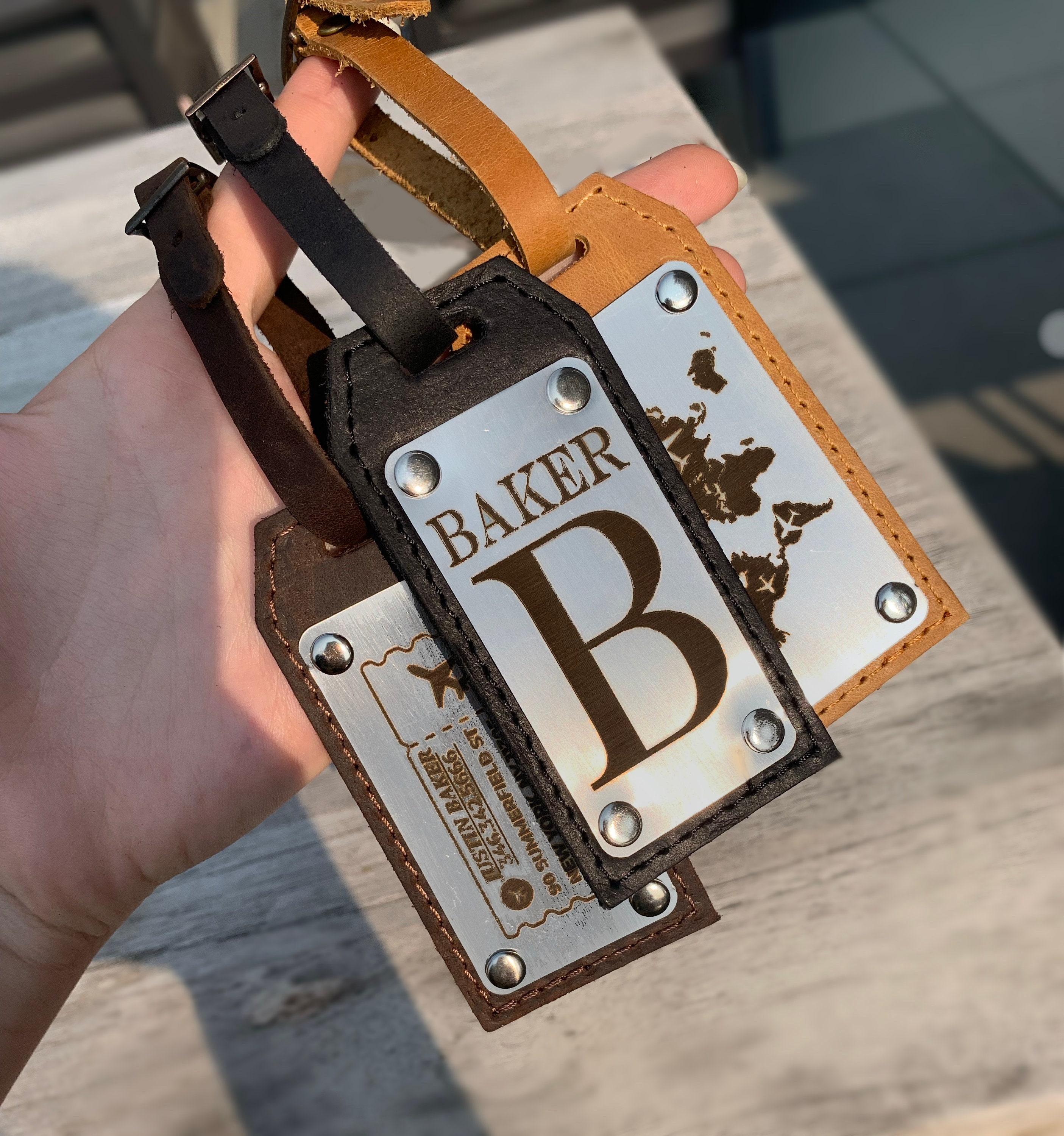 Personalized Leather Luggage Tags, Engraved Suitcase Labels, Mr and Mrs ...