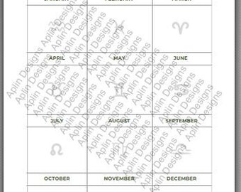 Printable Zodiac and Birthday Calendar - Etsy