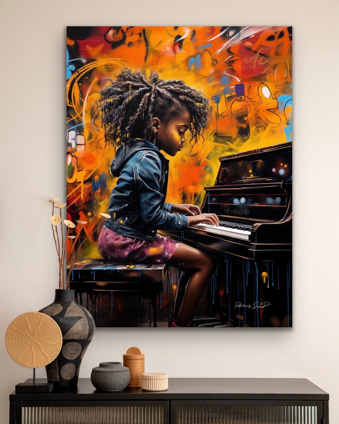 Black Girl Magic Art: Piano Graffiti Wall Art (canvas or Photo Print ...