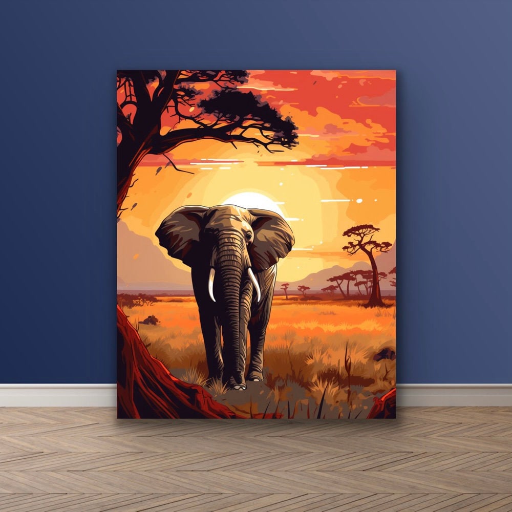 Elephant Sunset Canvas
