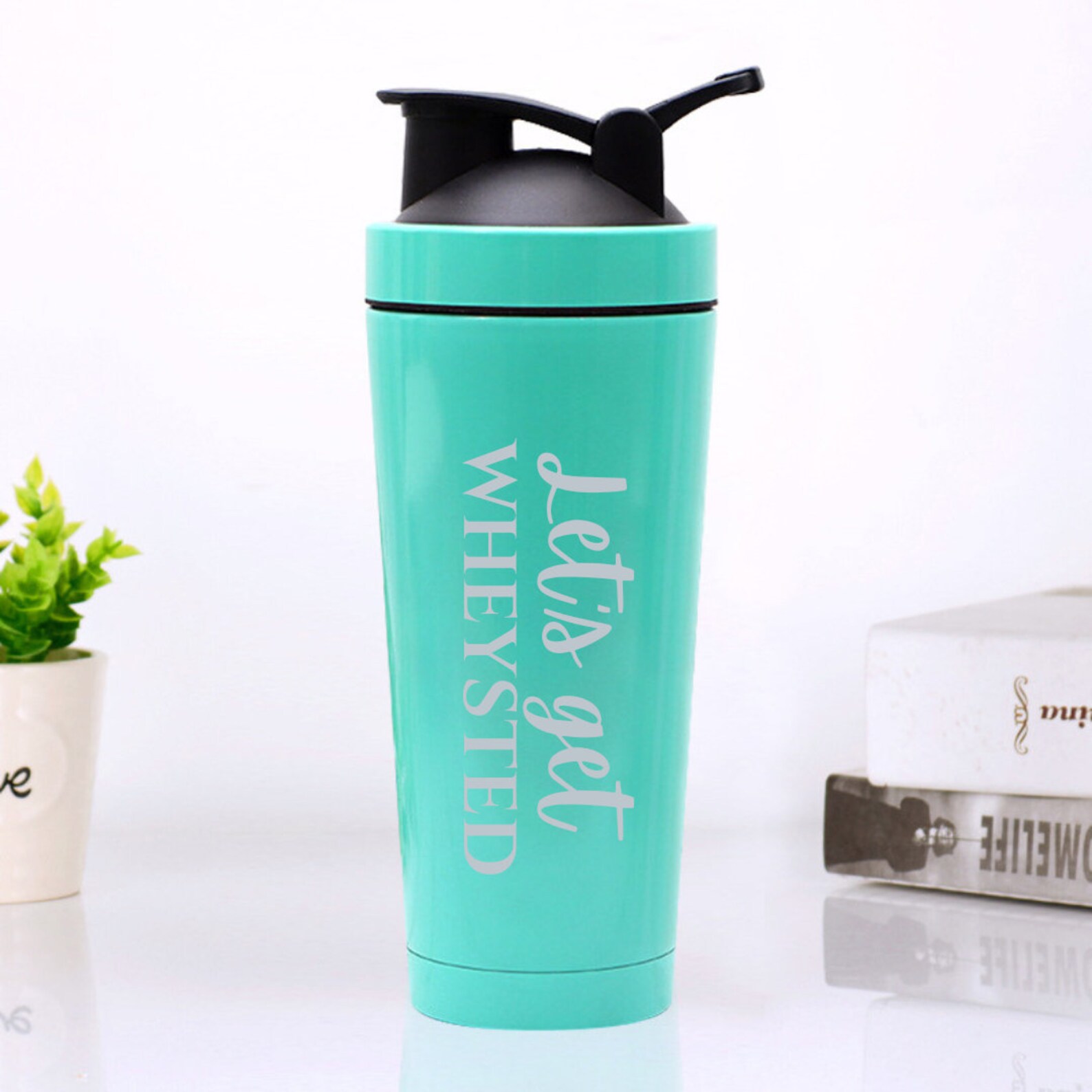 Let's Get WHEYSTED Protein Shaker Bottle, Birthday Gifts Gym Lovers ...