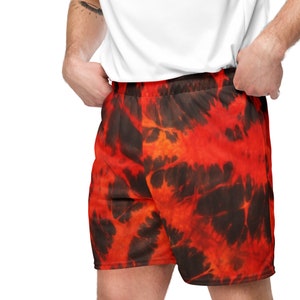 Vintage Burn Red Unisex Mesh Shorts| Bold and Bright Tie Dye Shorts for ...