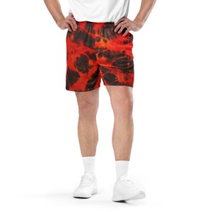 Vintage Burn Red Unisex Mesh Shorts| Bold and Bright Tie Dye Shorts for ...