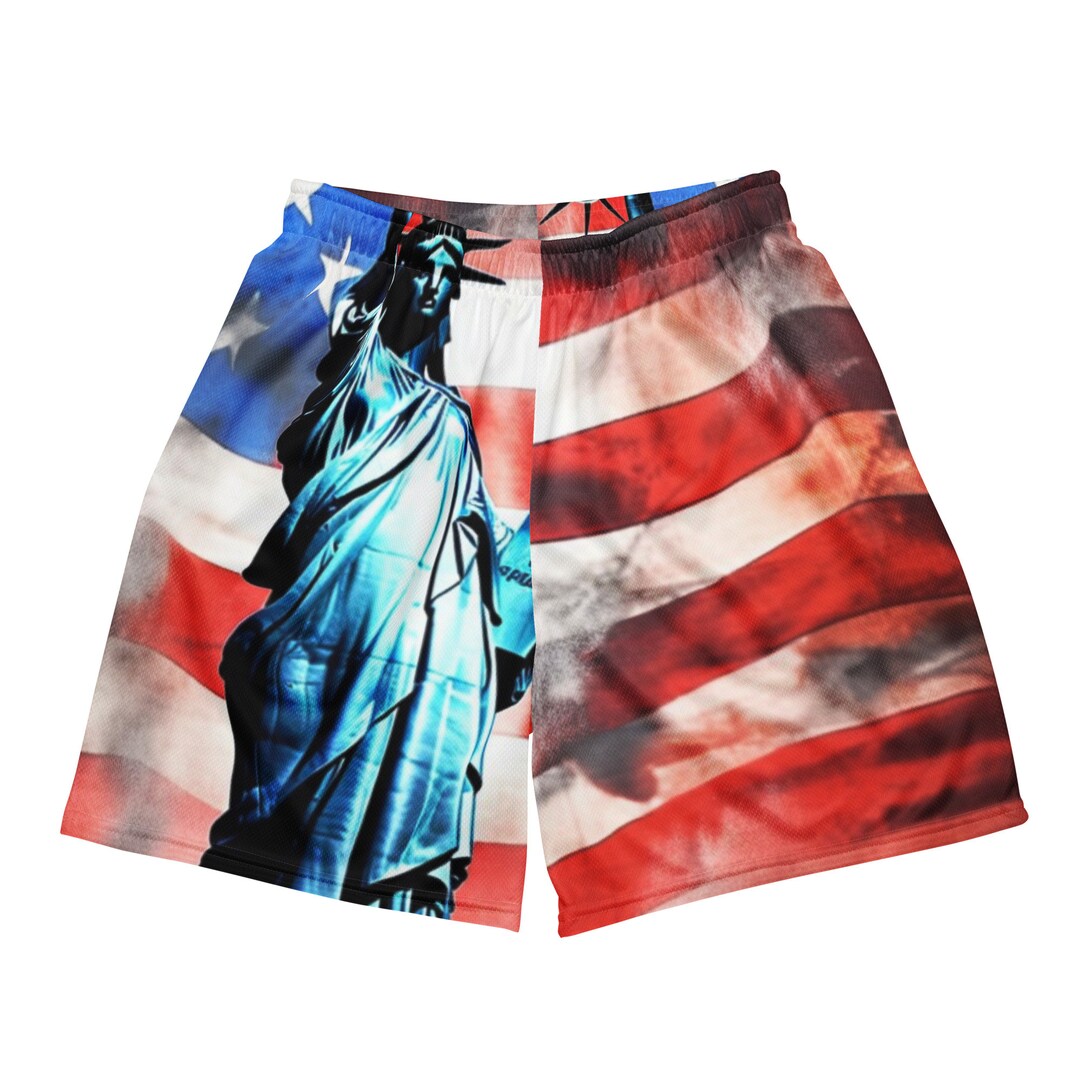Statue of Liberty Unisex Mesh Shorts | US Flag Painting Style Shorts ...
