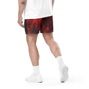 Retro Flame Red Unisex Mesh Shorts| Bold and Bright Tie Dye Shorts for ...