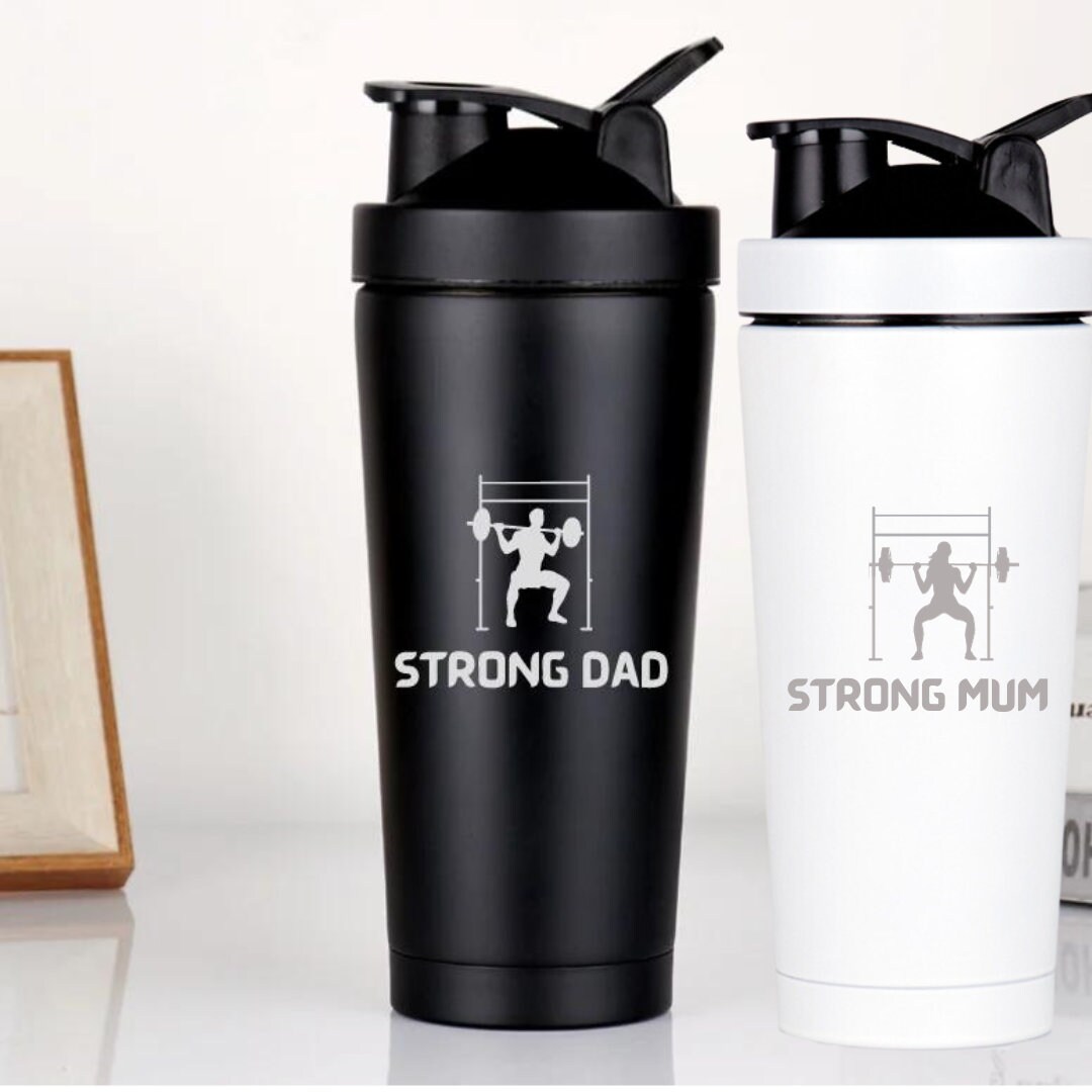 Strong Dad Strong Mum Protein Shaker Bottle | Gym Gifts Workout Gifts ...