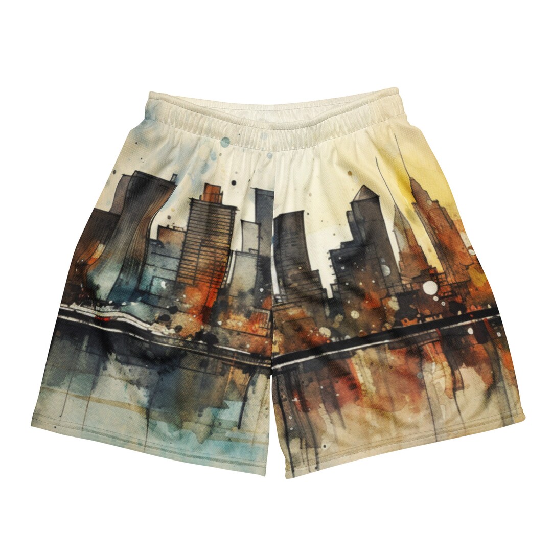 New York City Skyline Tie Dye Mesh Shorts for Men & Women | Urban ...