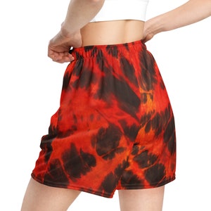 Vintage Burn Red Unisex Mesh Shorts| Bold and Bright Tie Dye Shorts for ...