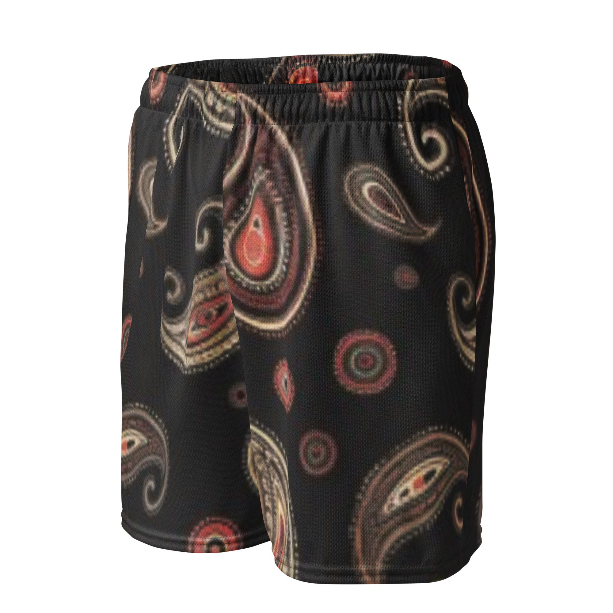 Red Graphite Unisex Mesh Shorts | Paisley Pattern Shorts for Men ...