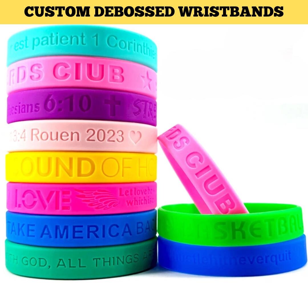 Custom Wristband Debossed Logo Bracelet Wristband Large Silicone ID SOS ...