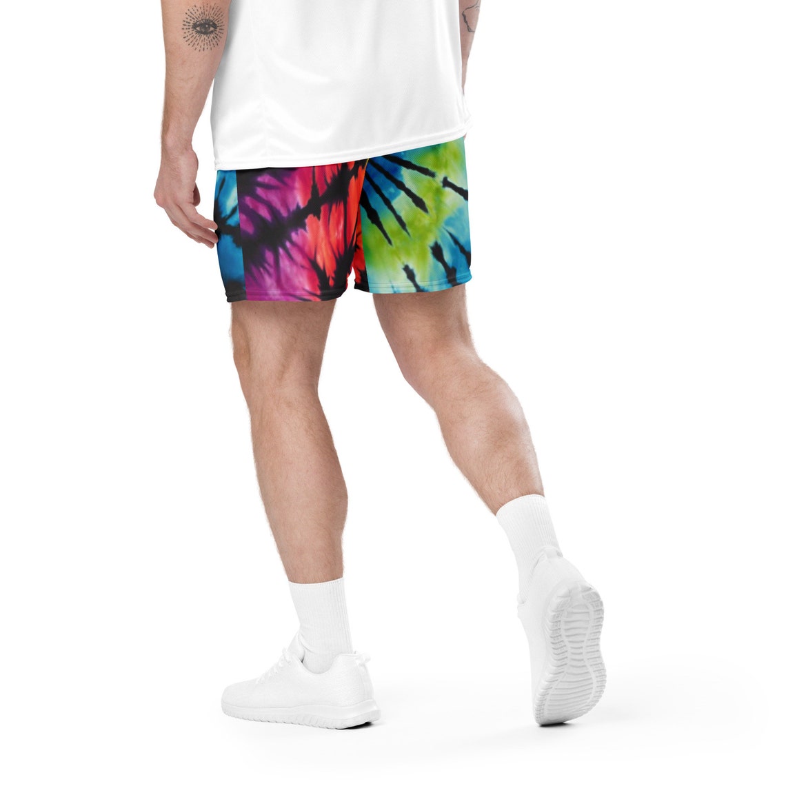 Rainbow Eclipse Unisex Mesh Shorts| Bold and Bright Tie Dye Shorts for ...
