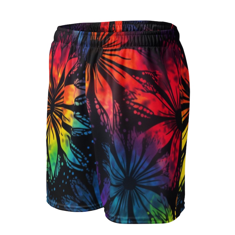 Rainbow Petals Unisex Mesh Shorts| Bold and Bright Tie Dye Shorts for ...