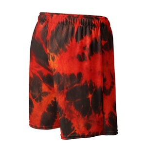 Vintage Burn Red Unisex Mesh Shorts| Bold and Bright Tie Dye Shorts for ...