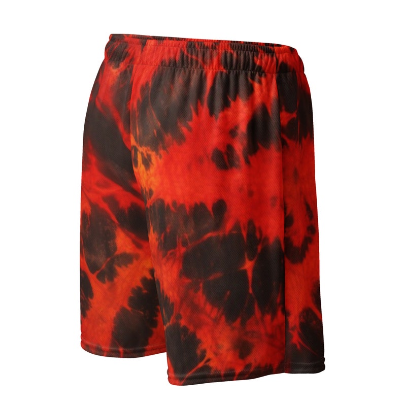 Vintage Burn Red Unisex Mesh Shorts| Bold and Bright Tie Dye Shorts for ...