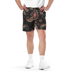 Red Graphite Unisex Mesh Shorts | Paisley Pattern Shorts for Men ...