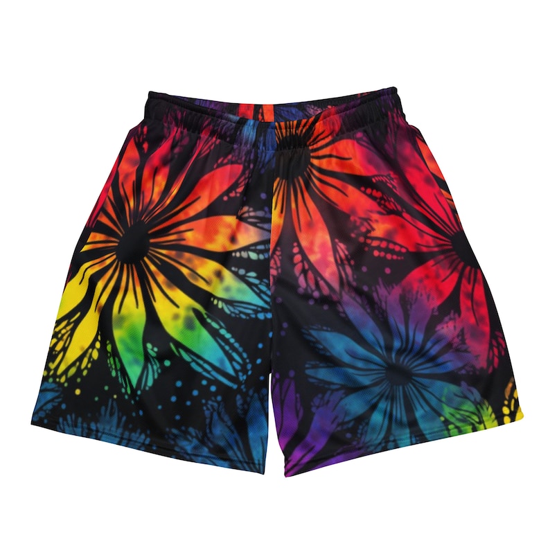 Rainbow Petals Unisex Mesh Shorts| Bold and Bright Tie Dye Shorts for ...