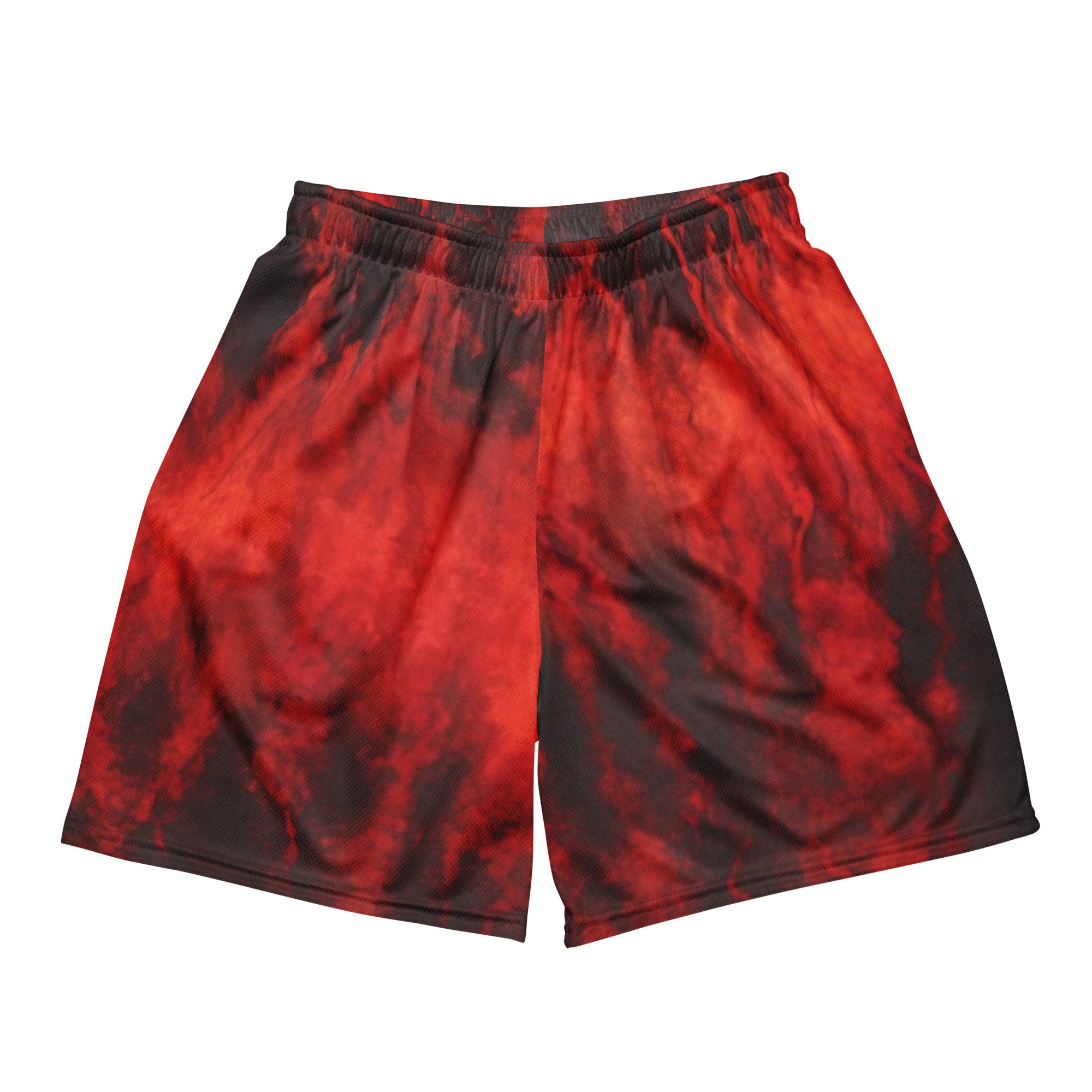 Retro Flame Red Unisex Mesh Shorts Bold and Bright Tie Dye Shorts for ...