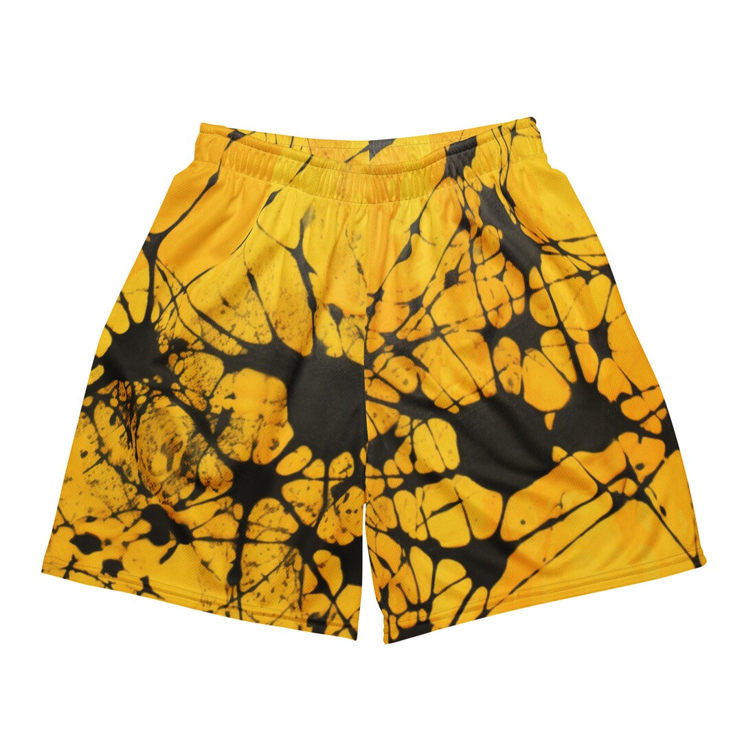 Golden Sunburst Mesh Shorts for Men & Women |tie Dye Shorts | Yellow ...
