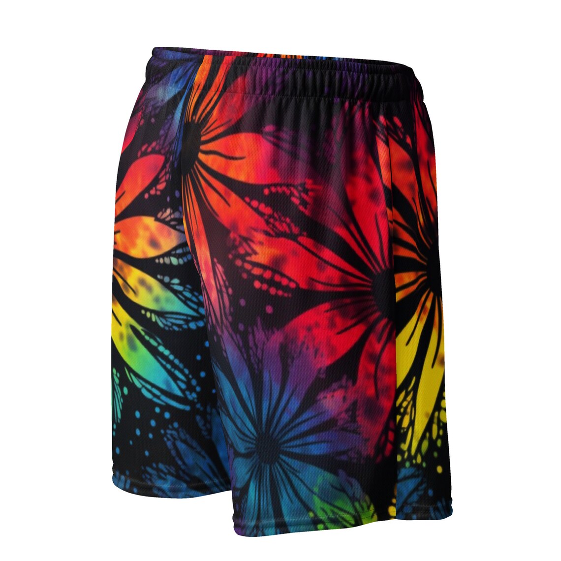 Rainbow Petals Unisex Mesh Shorts| Bold and Bright Tie Dye Shorts for ...