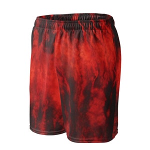 Retro Flame Red Unisex Mesh Shorts| Bold and Bright Tie Dye Shorts for ...