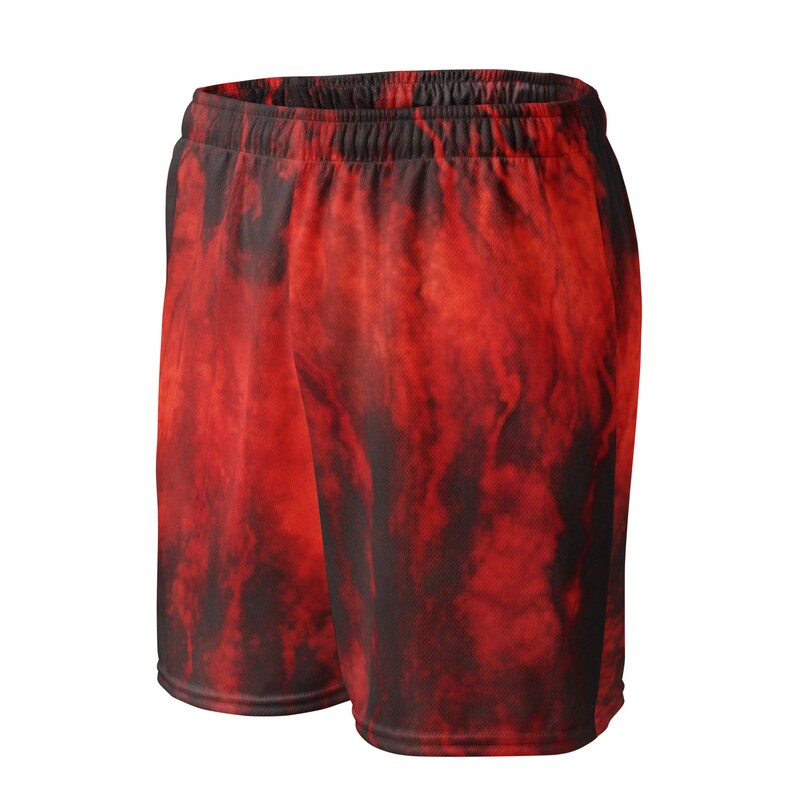 Retro Flame Red Unisex Mesh Shorts Bold and Bright Tie Dye Shorts for ...