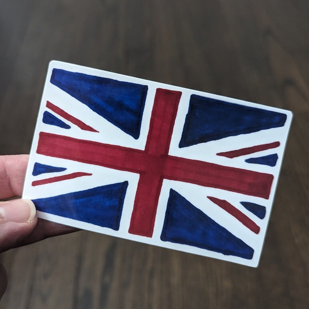 Union Jack Flag Sticker Freehand Art Print - Etsy