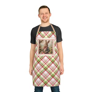 Easter Apron in Cute Plaid, Peter Rabbit-like Bunny W/painted Eggs ...