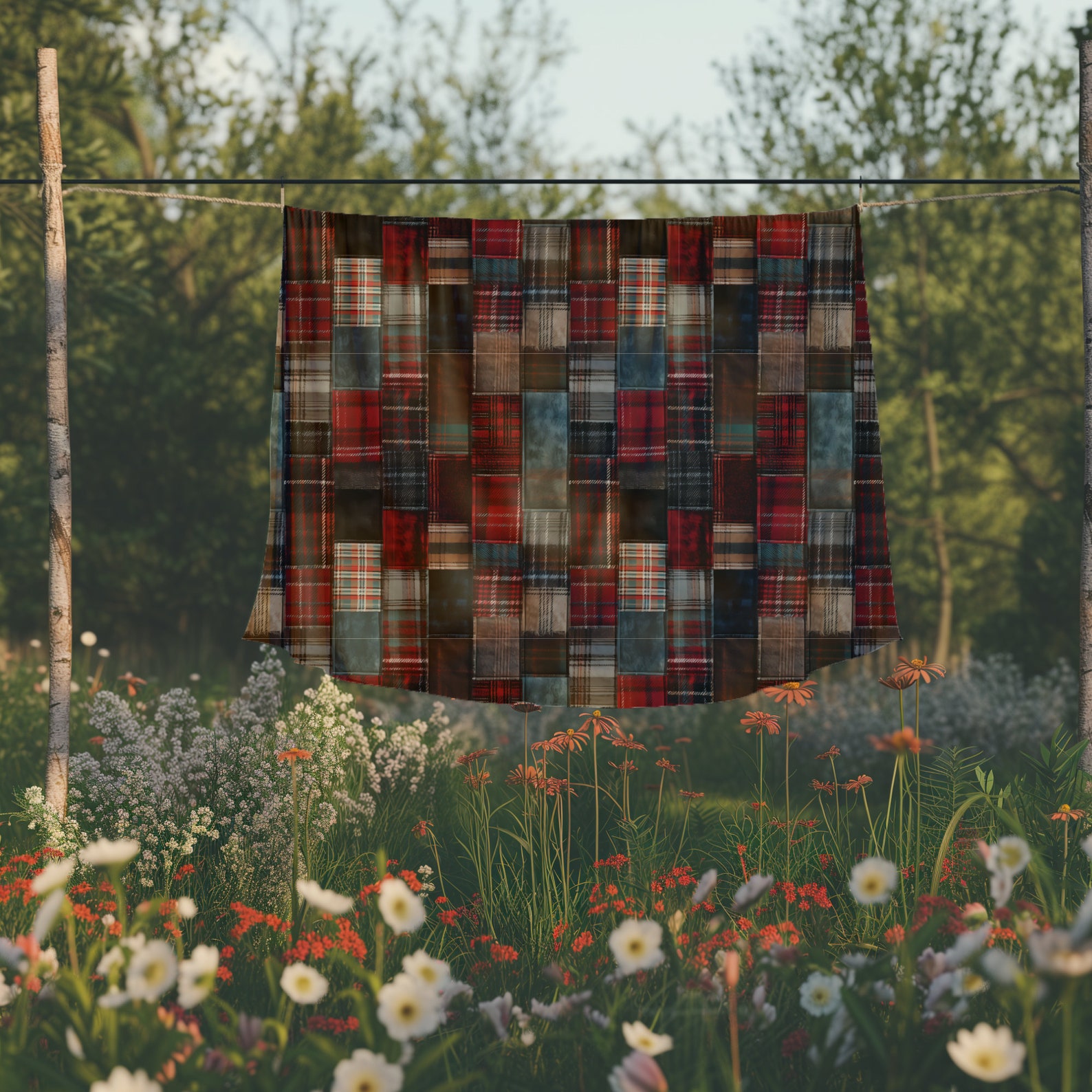 Plaid Flannel Patchwork Quilt Print on Super Soft Minky Plush Blanket ...