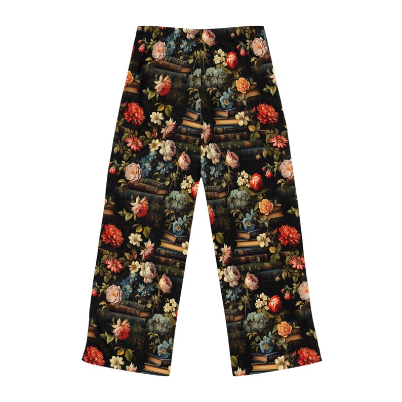 Book Lover Pajama Pants, Pretty Roses & Book Collage, Dark Academia ...
