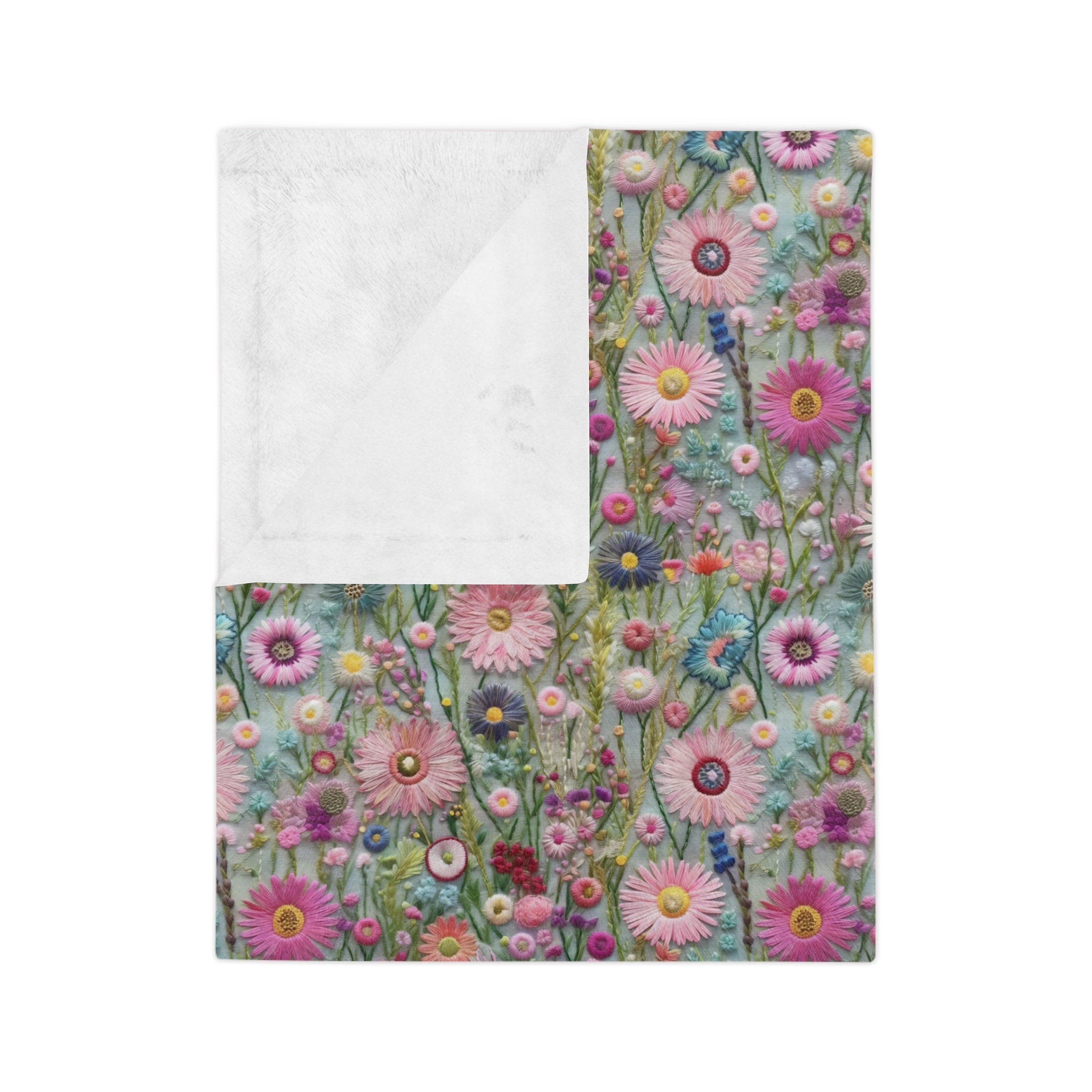 Wildflowers Spring Blanket, Pastel Muted Colors, Soft Velvety Minky ...