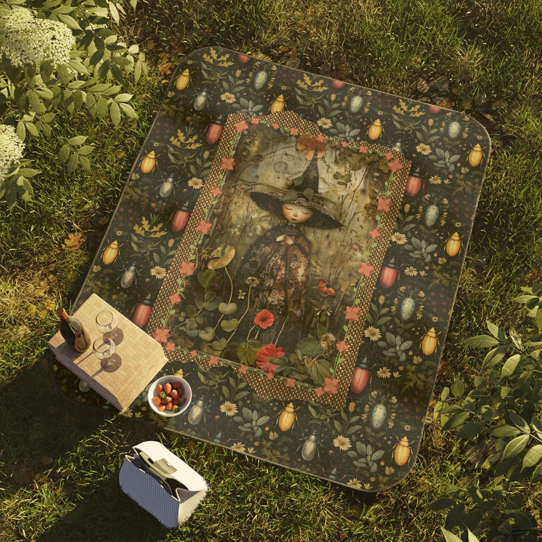 Forest Fairy Witch Picnic Blanket, Water Resistant, Easy Carry Strap ...