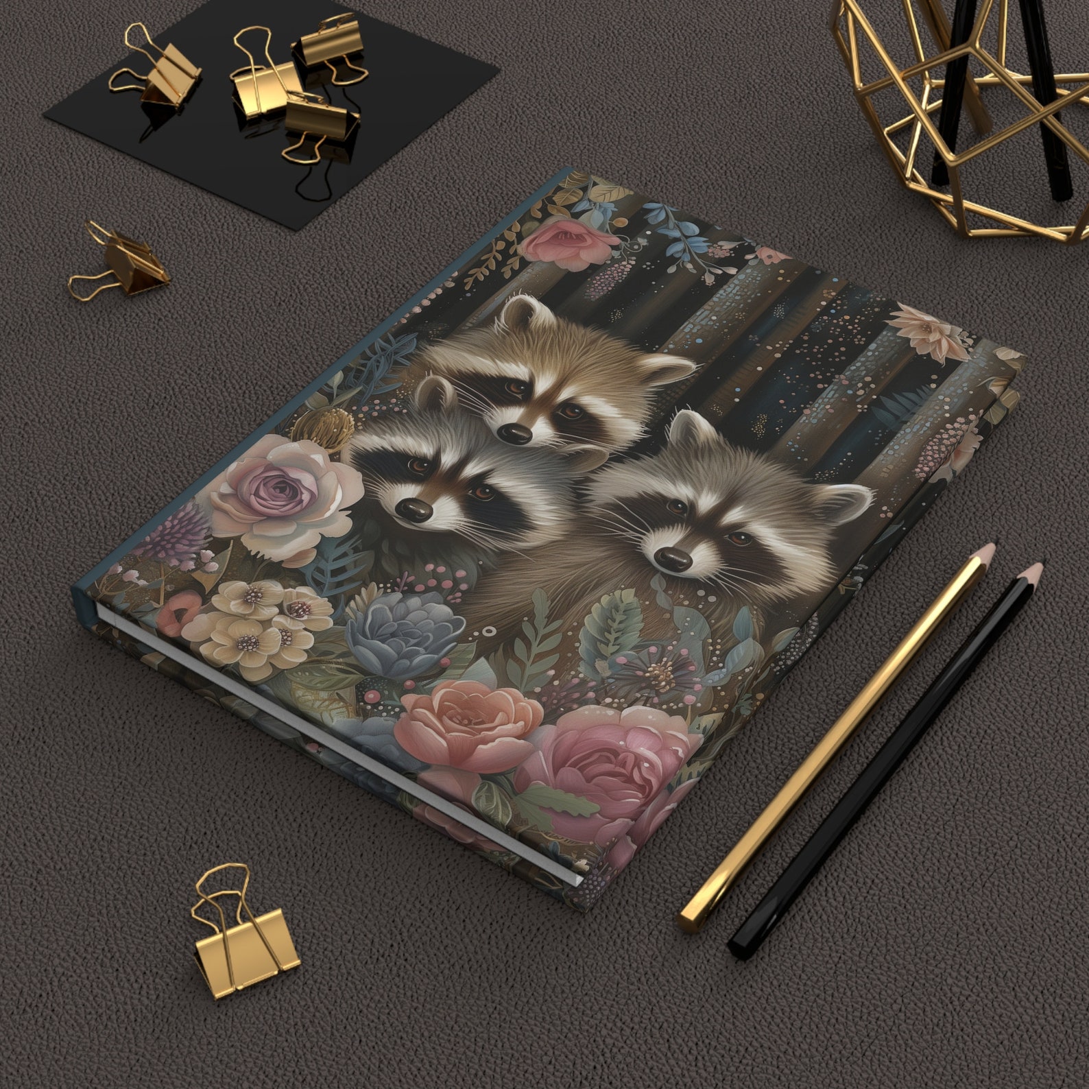 Personalized Raccoon Journal, Nature Lover, Forest Notebook, Flowers ...