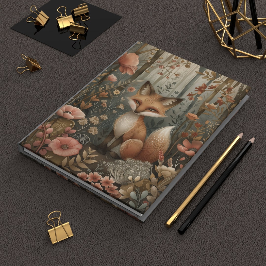 Personalized Cute Fox Journal, Nature Lover, Forest Notebook, Flowers ...