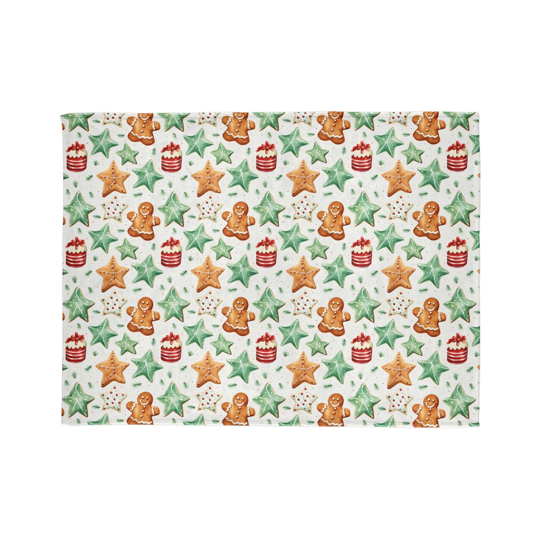 Christmas Cookie Blanket, Minky Plush, Gingerbread, Stars, Pine ...