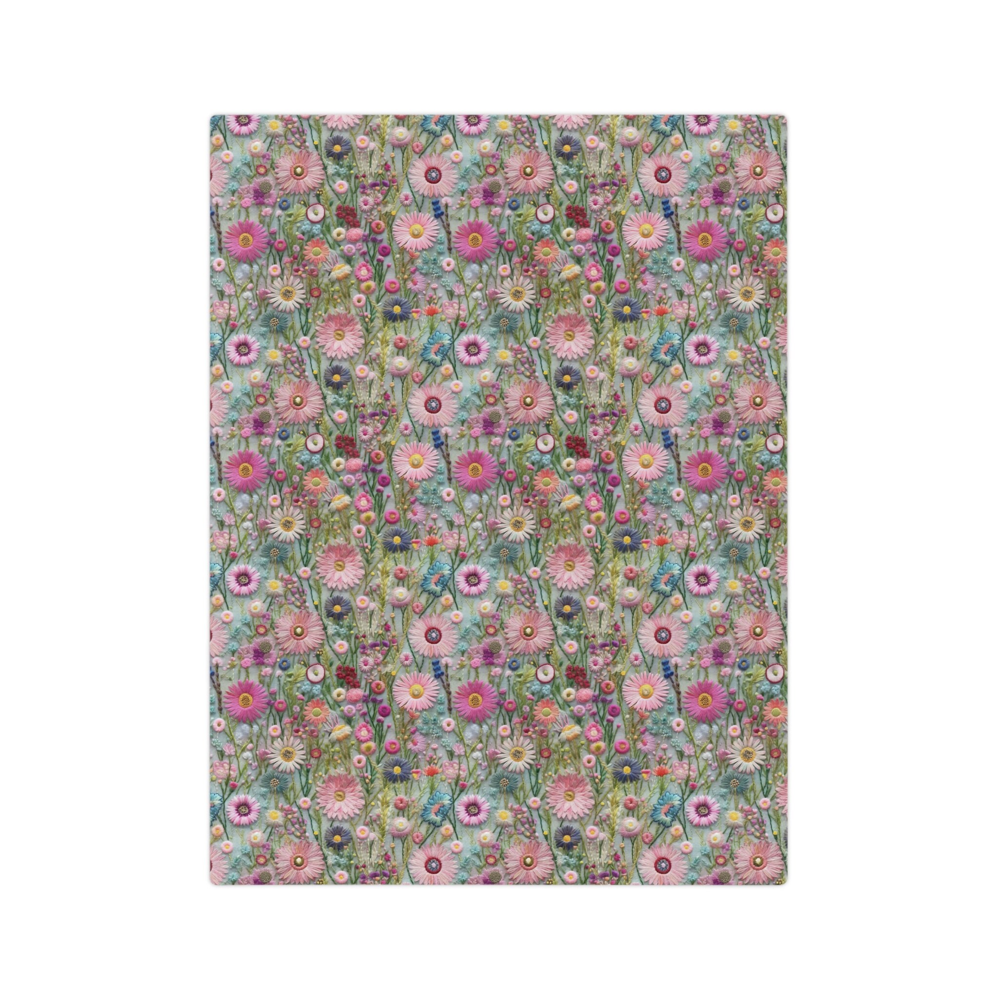Wildflowers Spring Blanket, Pastel Muted Colors, Soft Velvety Minky ...