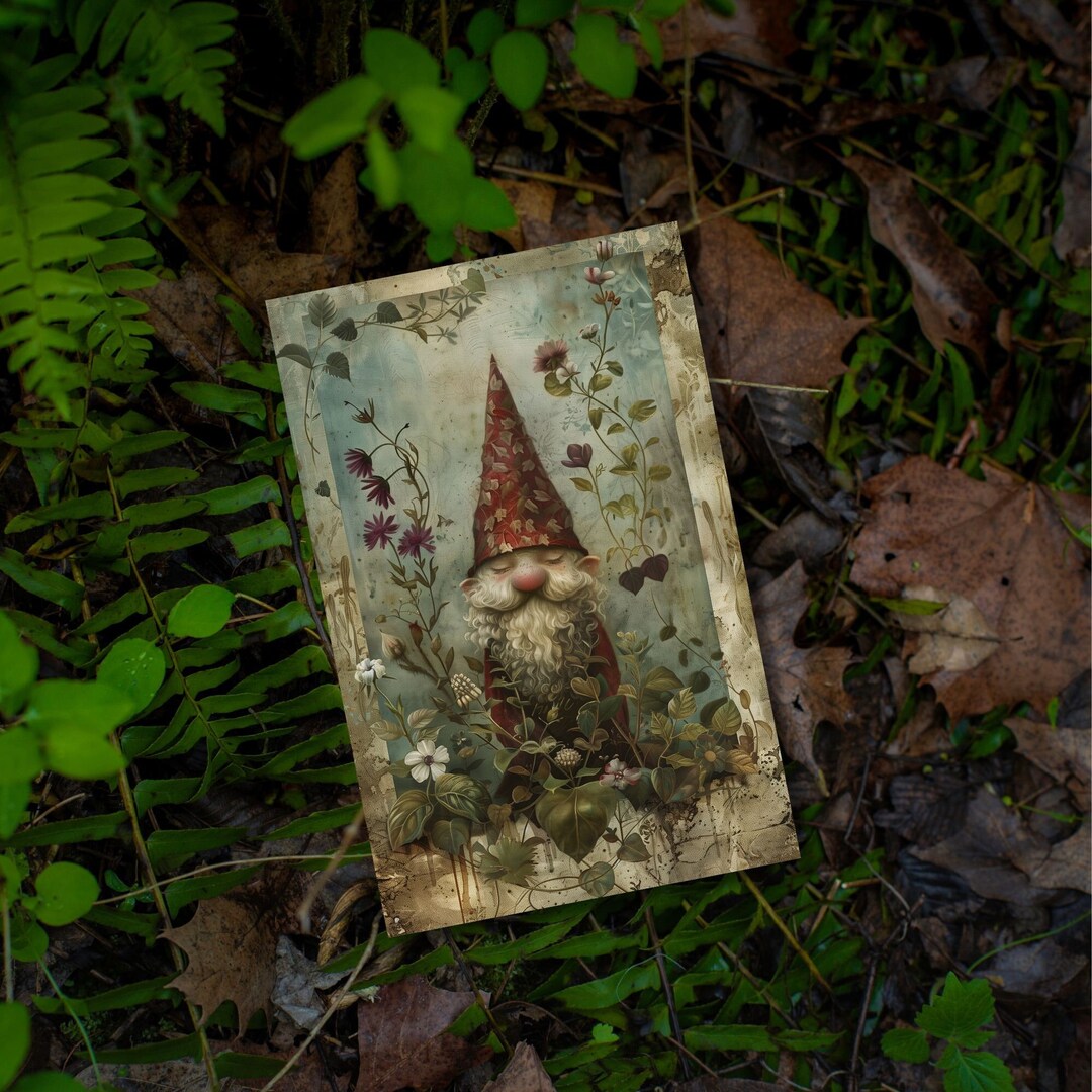 Garden Gnome Notebook Journal, Mushroom Botanical Print, Lined ...