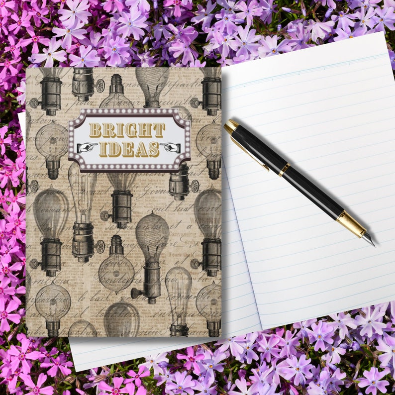 Idea Notebook Journal, "bright Ideas", Edison Lightbulb, Hardcover W ...