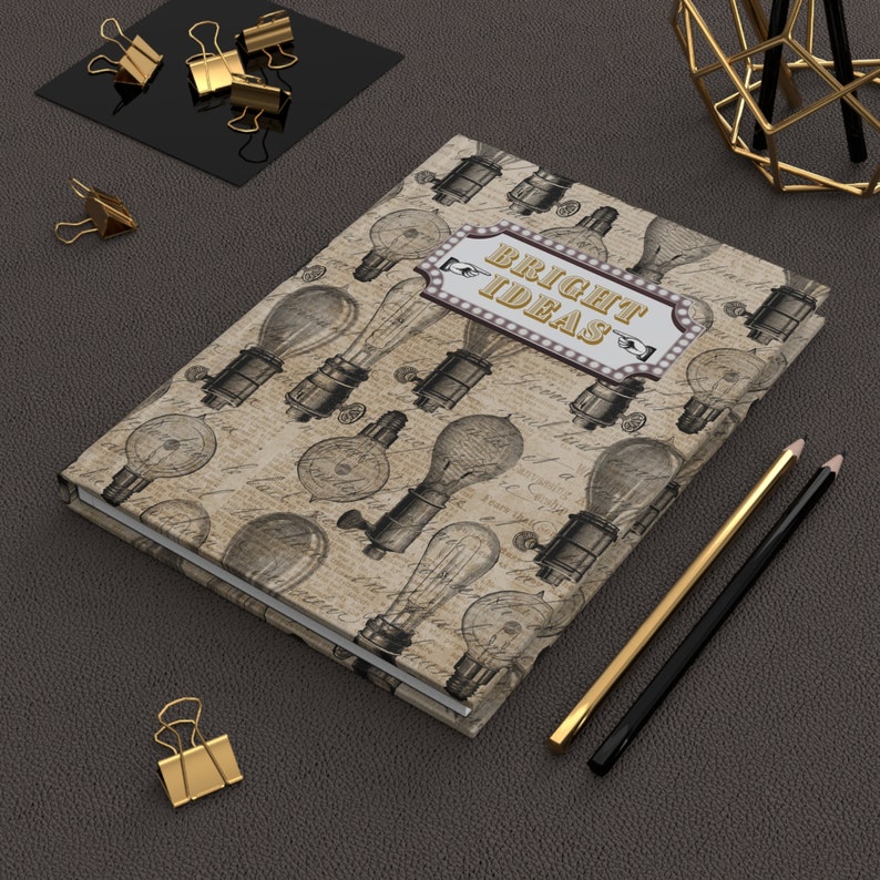 Idea Notebook Journal, "bright Ideas", Edison Lightbulb, Hardcover W ...