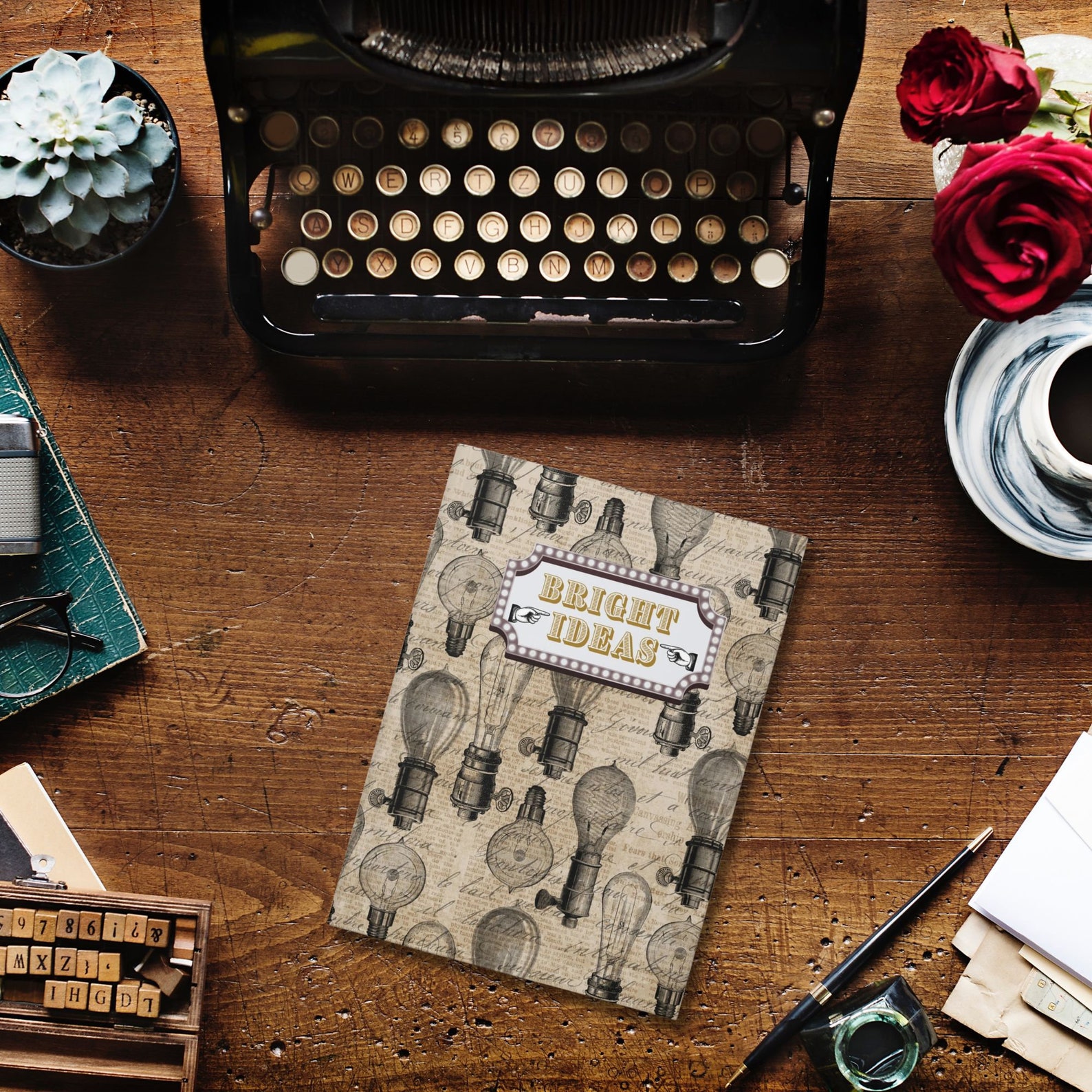 Idea Notebook Journal, "bright Ideas", Edison Lightbulb, Hardcover W ...