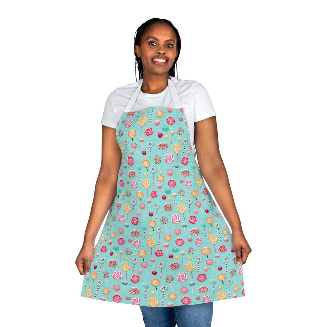 Christmas Candy Apron, Aqua Background, Swirly Pop, Cute Holiday ...