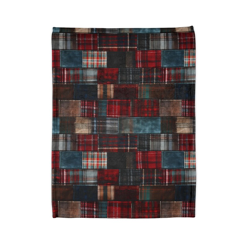 Plaid Flannel Patchwork Quilt Print on Super Soft Minky Plush Blanket ...