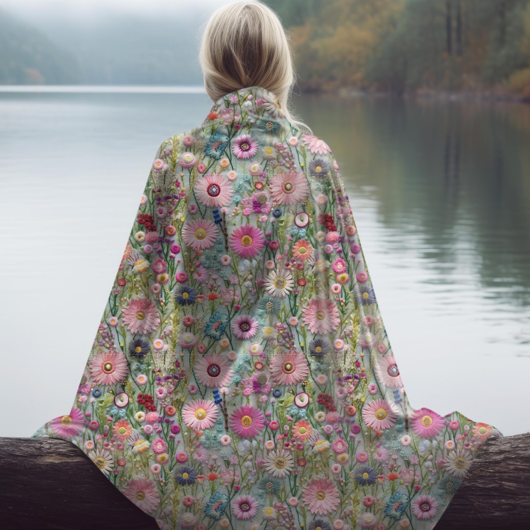 Wildflowers Spring Blanket, Pastel Muted Colors, Soft Velvety Minky ...