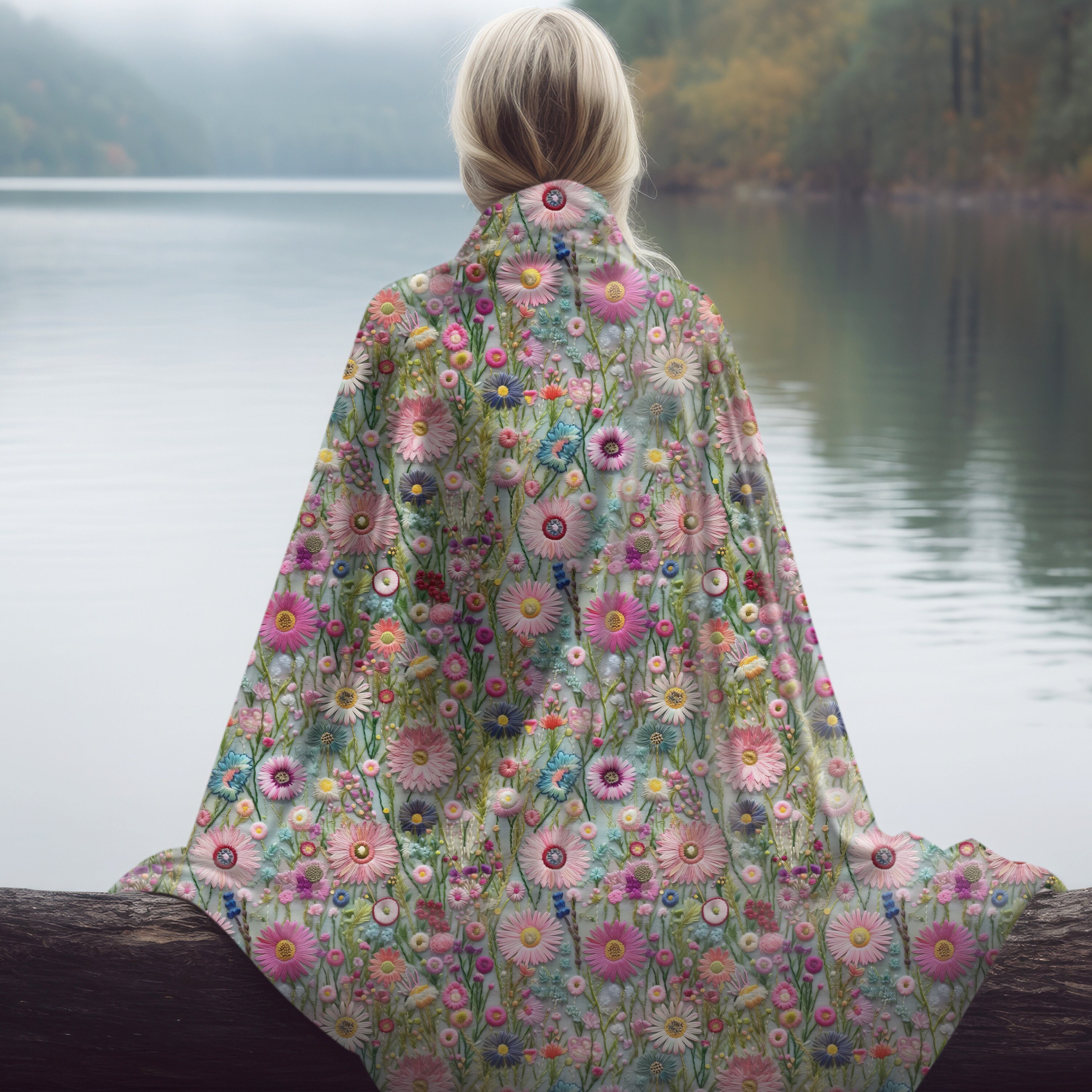 Wildflowers Spring Blanket, Pastel Muted Colors, Soft Velvety Minky ...