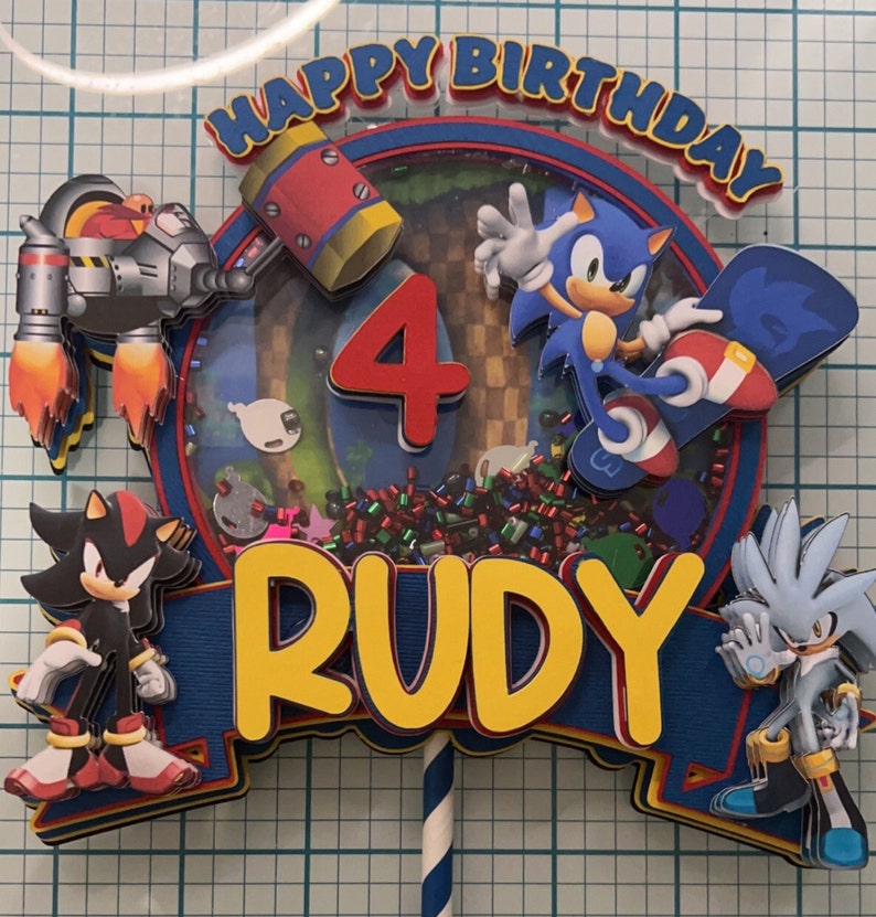 Sonic 3d Shaker Cake Topper Sonic Cake Topper Sonic Birthday - Etsy