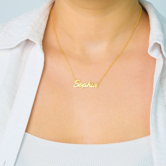 Name Necklace Gold Plated Name Necklace Gift for Her Summer Jewelry Personalized Gifts Handmade Necklace Gift for Mom Handmade Gift Etsy