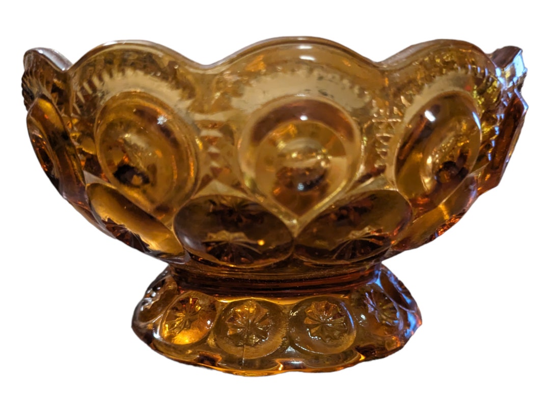 Vintage LE Smith Glass Moon and Stars Compote With Scalloped - Etsy