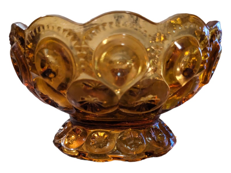 Vintage LE Smith Glass Moon and Stars Compote With Scalloped - Etsy