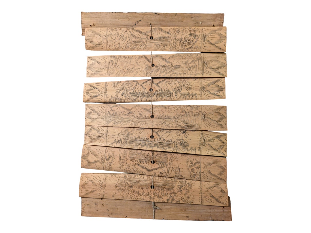 Palm Leaf Manuscripts With Hand Drawn Prayers From Southeast Asia - Etsy