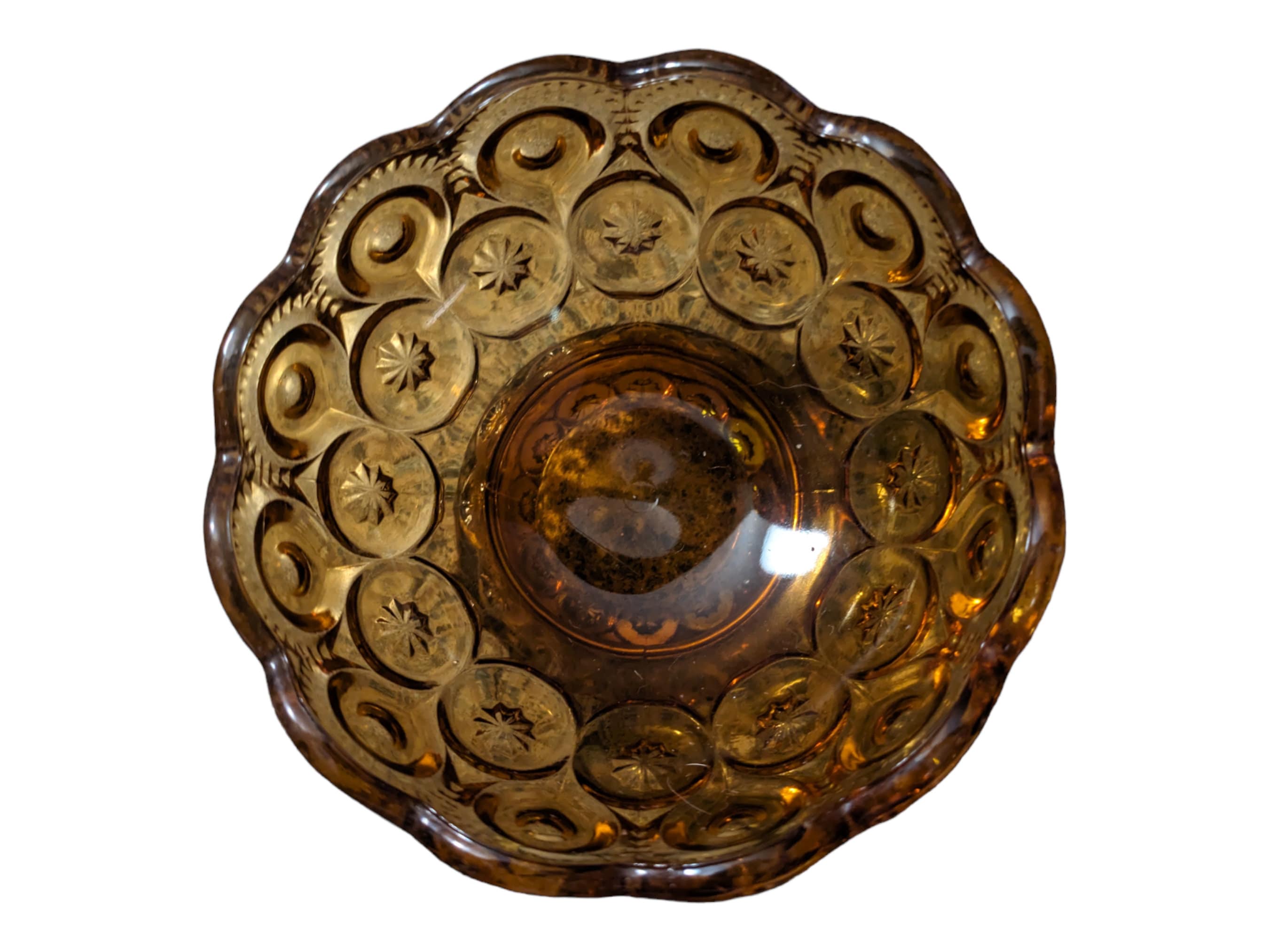 Vintage LE Smith Glass Moon and Stars Compote With Scalloped - Etsy